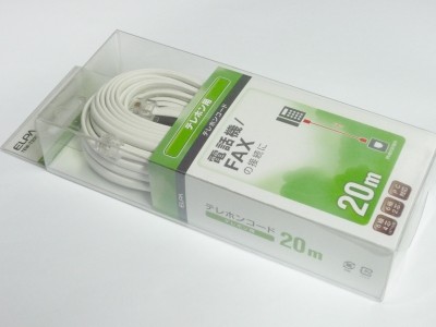 朝日電器 (ELPA) TEW-T200 テレホンコード 20m 6極2/4芯