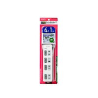 朝日電器 (ELPA) WLS-LU41EB(W) スイッチ付タップ LEDランプ 上挿し 4個口 1m